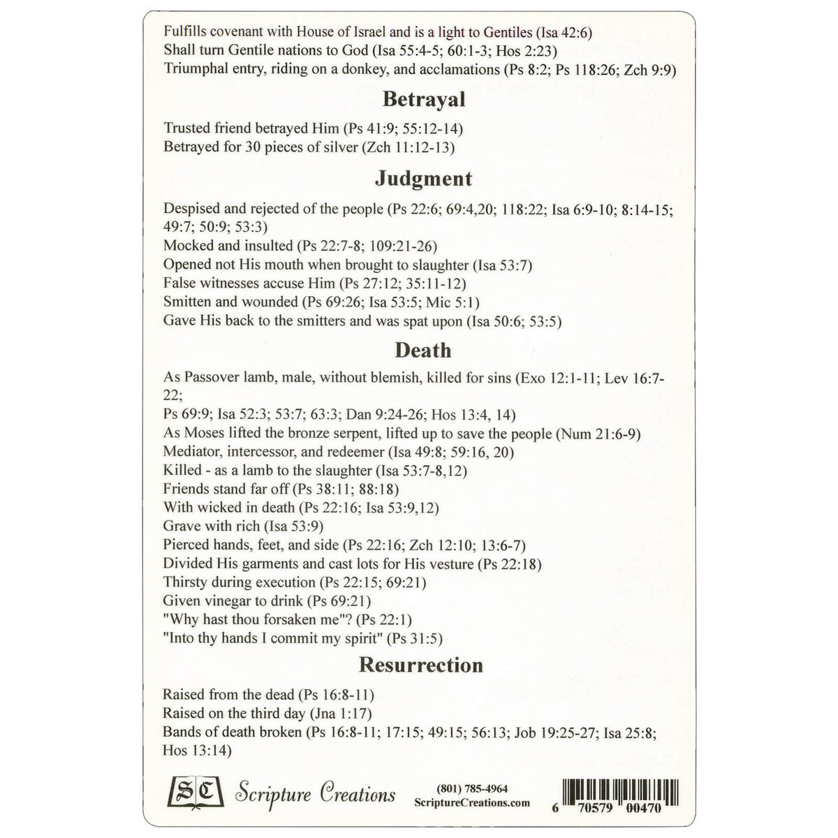 Prophecies Fulfilled By Jesus Christ Reference Guide