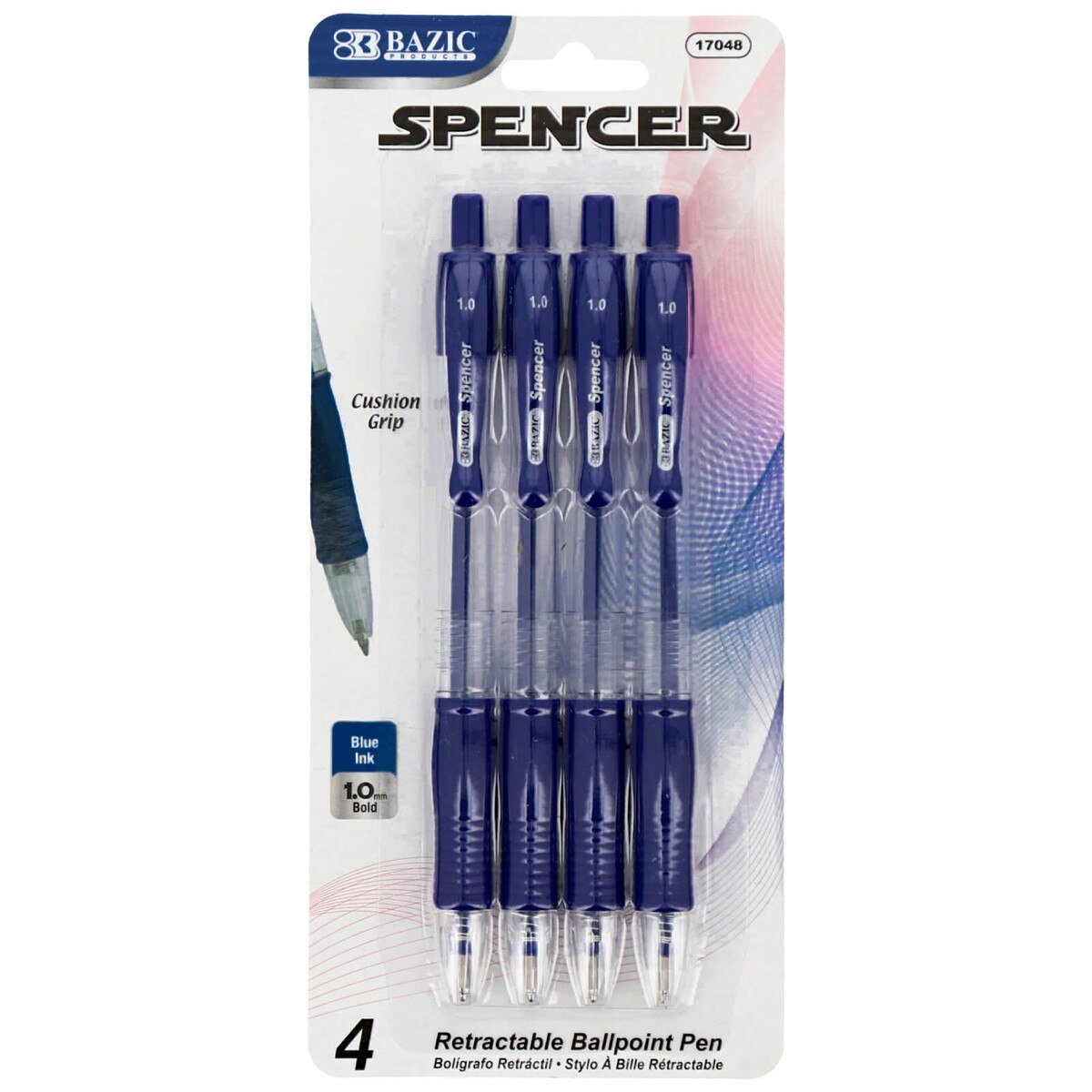 Spencer Blue Retractable Ballpoint Pens - 4 Count