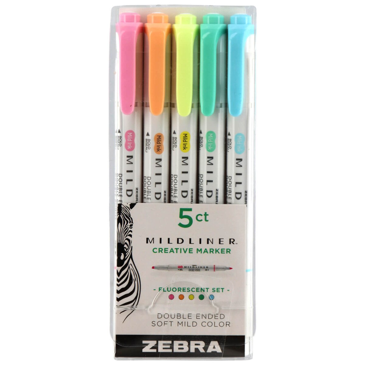Zebra Fluorescent Mild Markers - 5 Count