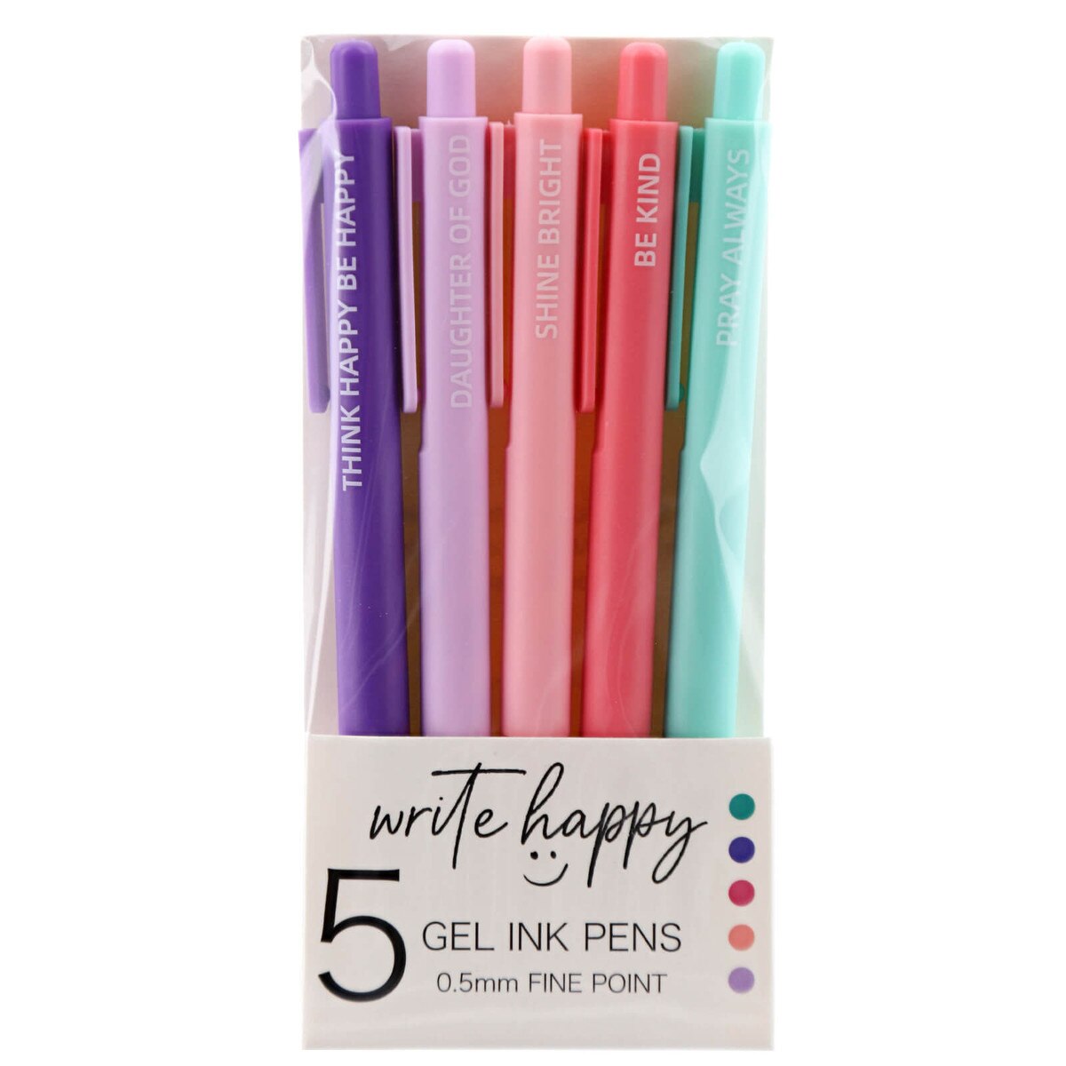 Think Happy Fine Point Pens - 5 Count