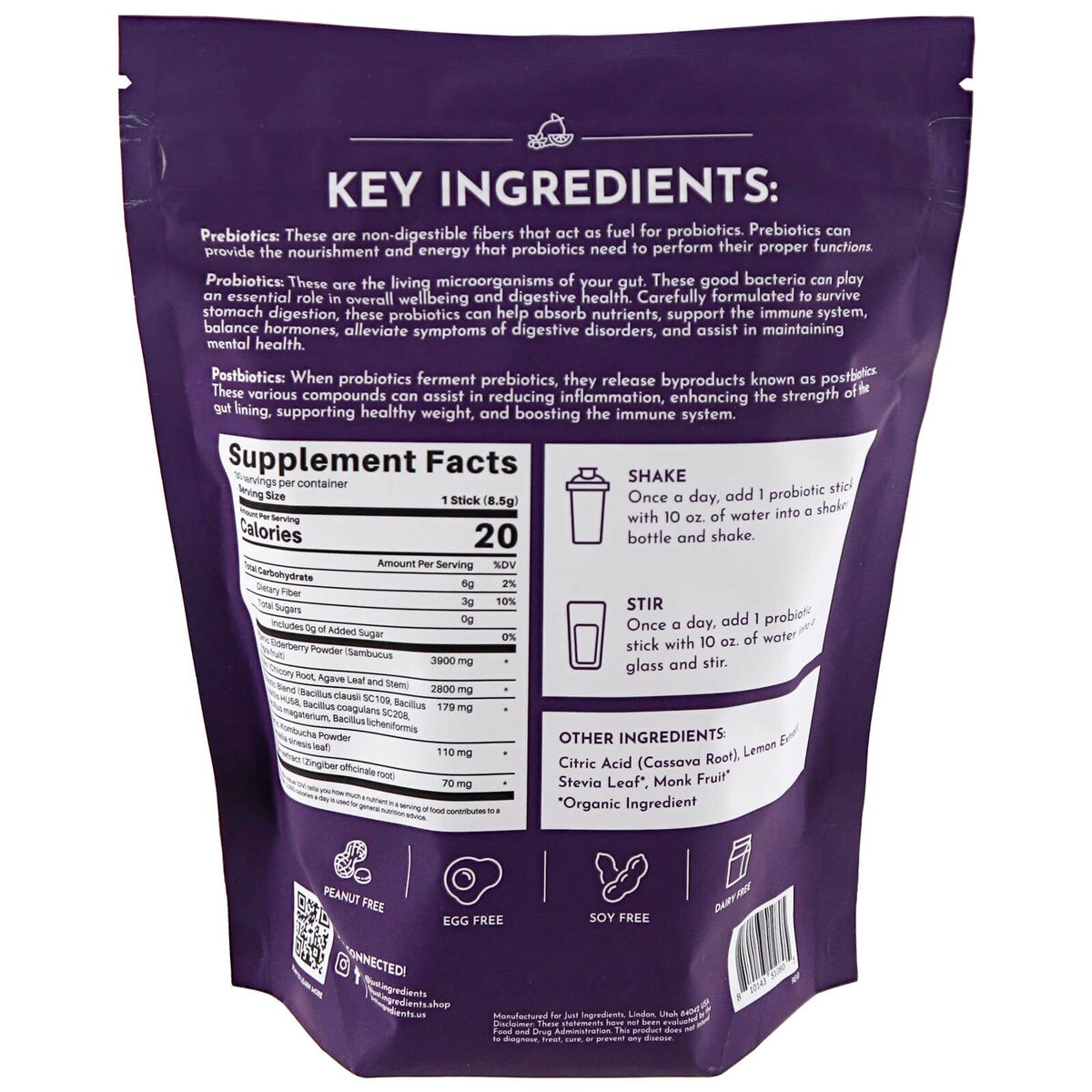 Elderberry Lemonade Probiotic Complex Sticks - Just Ingredients