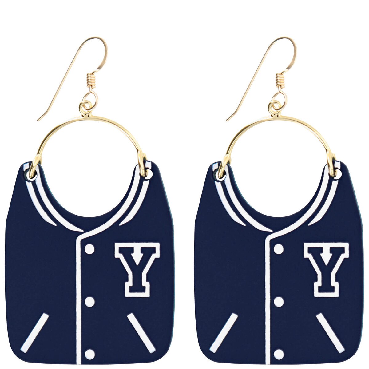 Block Y Jacket Leather Charlies BYU Earrings - Nickel & Suede
