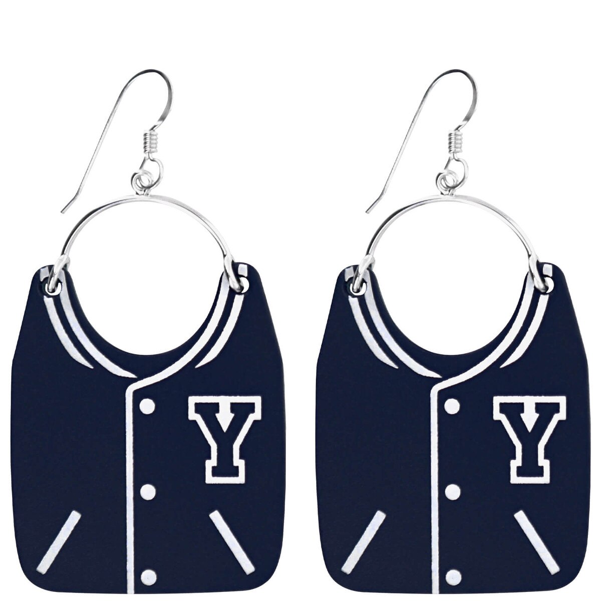 Block Y Jacket Leather Charlies BYU Earrings - Nickel & Suede