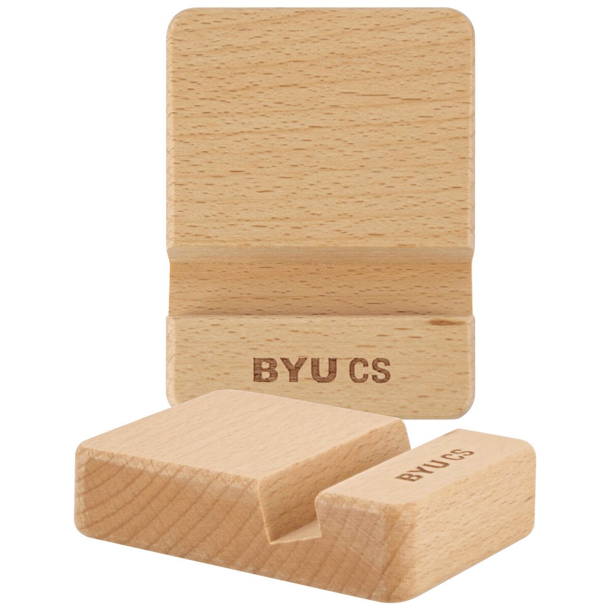 BYU Computer Science Bamboo Phone Stand