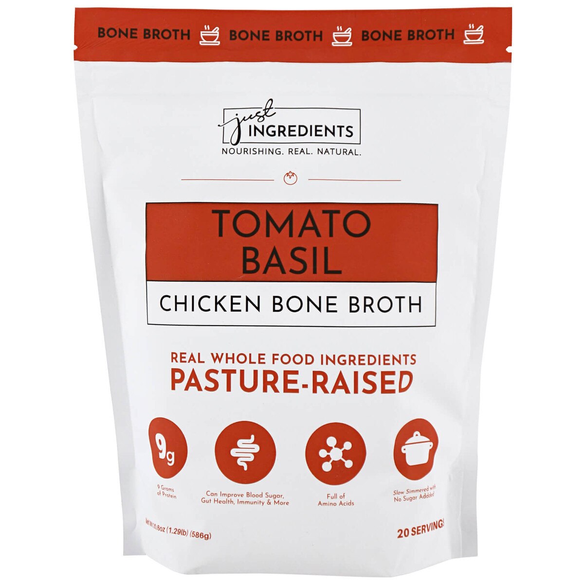 Tomato Basil Chicken Bone Broth Mix - Just Ingredients