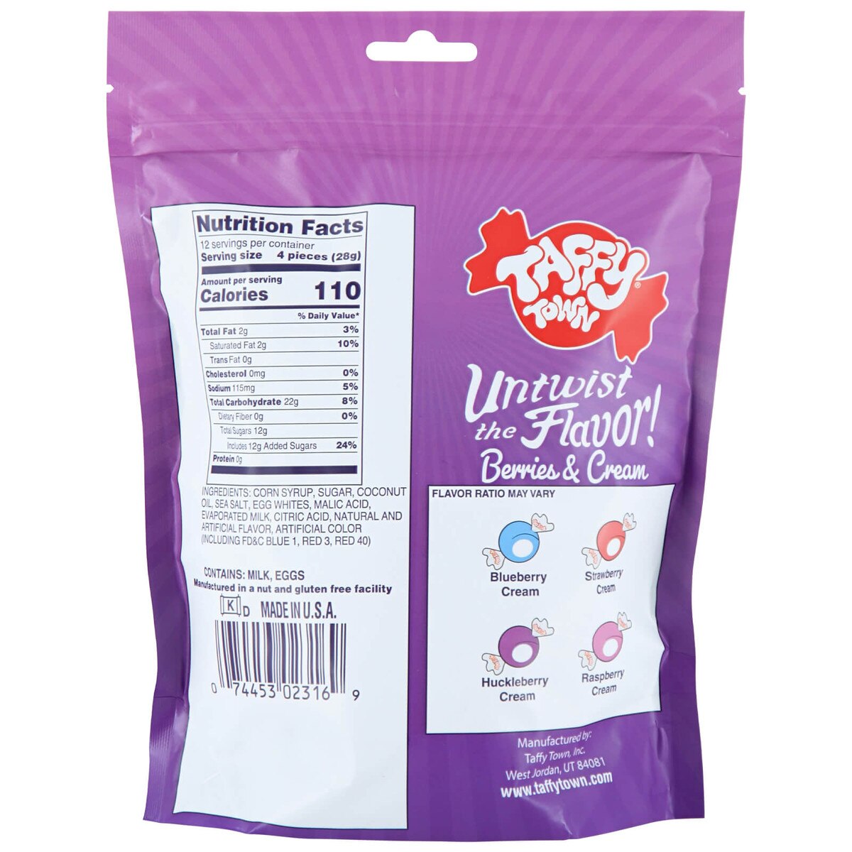 Berries & Cream Salt Water Taffy Bag - 12 Oz.