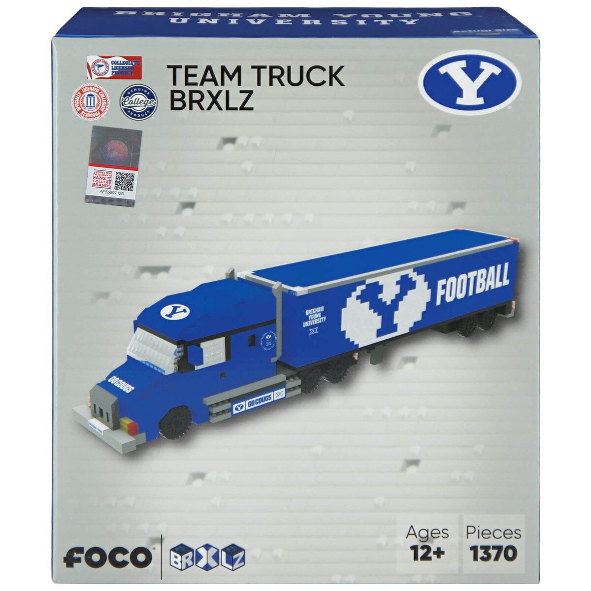 Mini-Brick Oval Y BYU Football Truck - BRXLZ