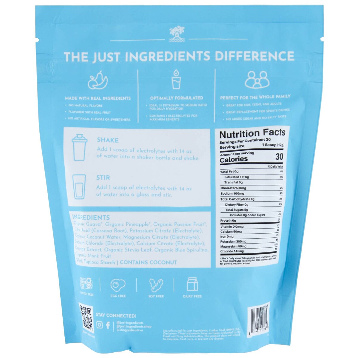 Blue Hawaiian Electrolytes - Just Ingredients