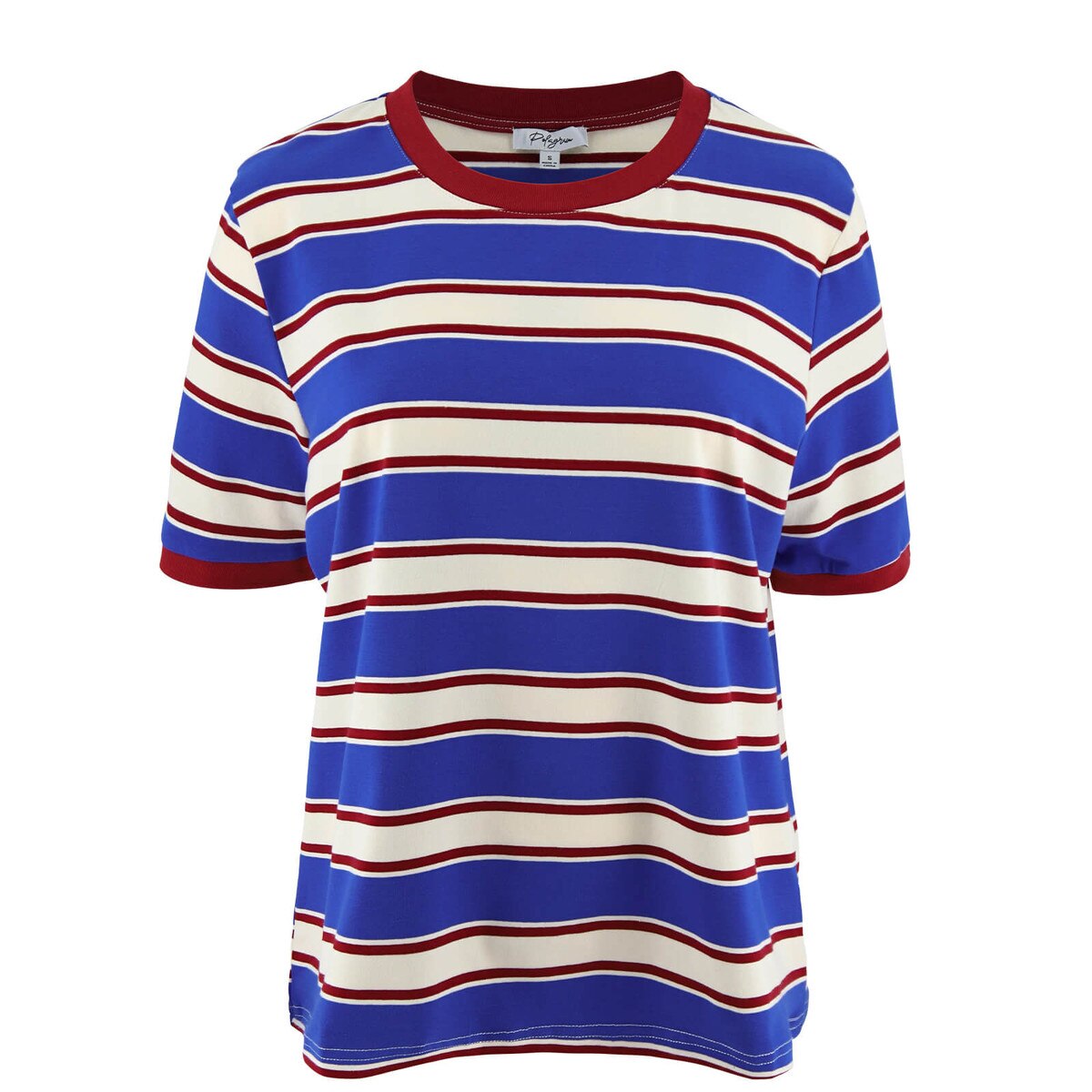 Women's Blue & Red Striped T-Shirt - Polagram