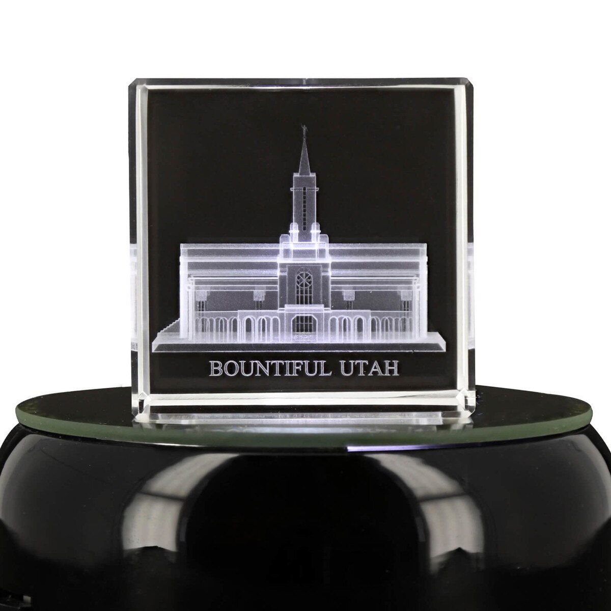 Bountiful Temple Laser Engraved Crystal Cube