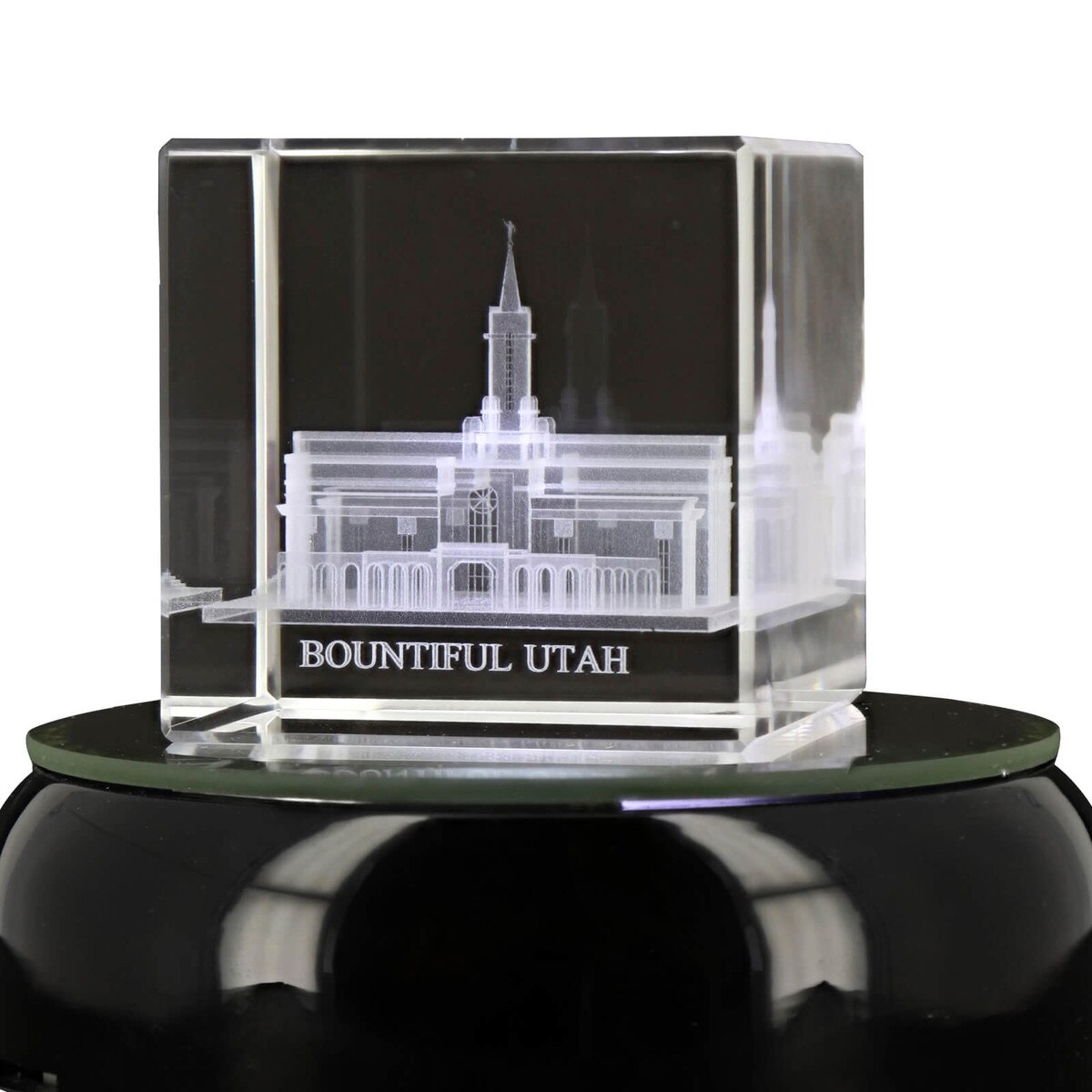 Bountiful Temple Laser Engraved Crystal Cube