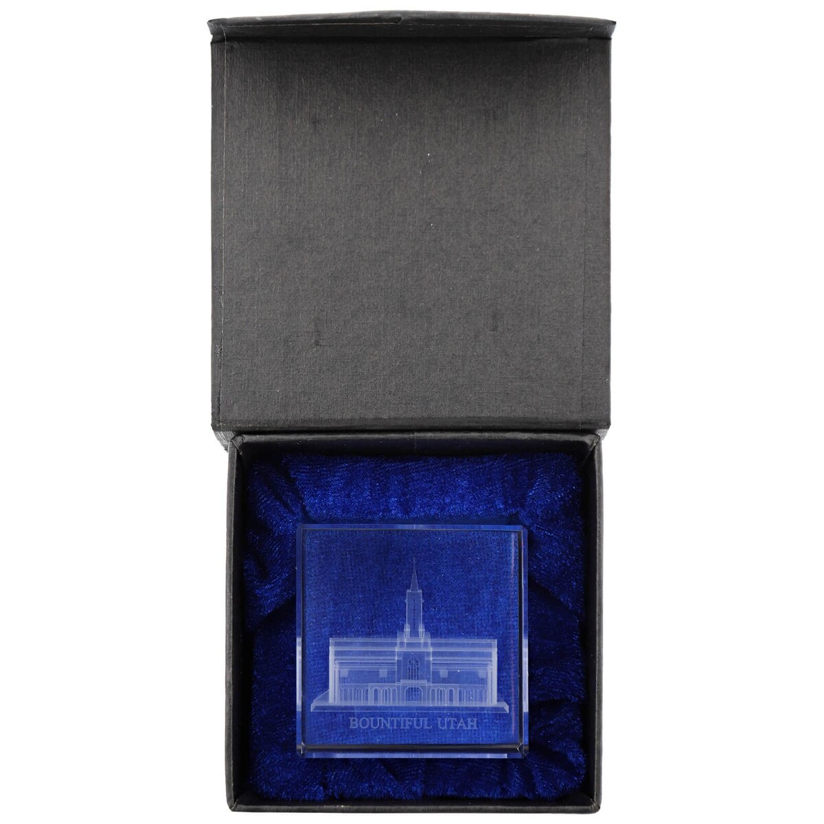 Bountiful Temple Laser Engraved Crystal Cube