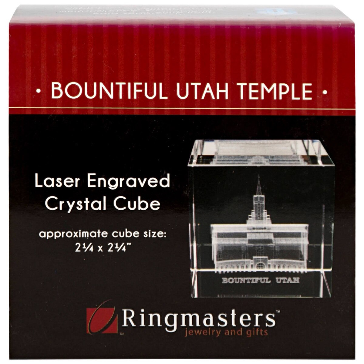 Bountiful Temple Laser Engraved Crystal Cube