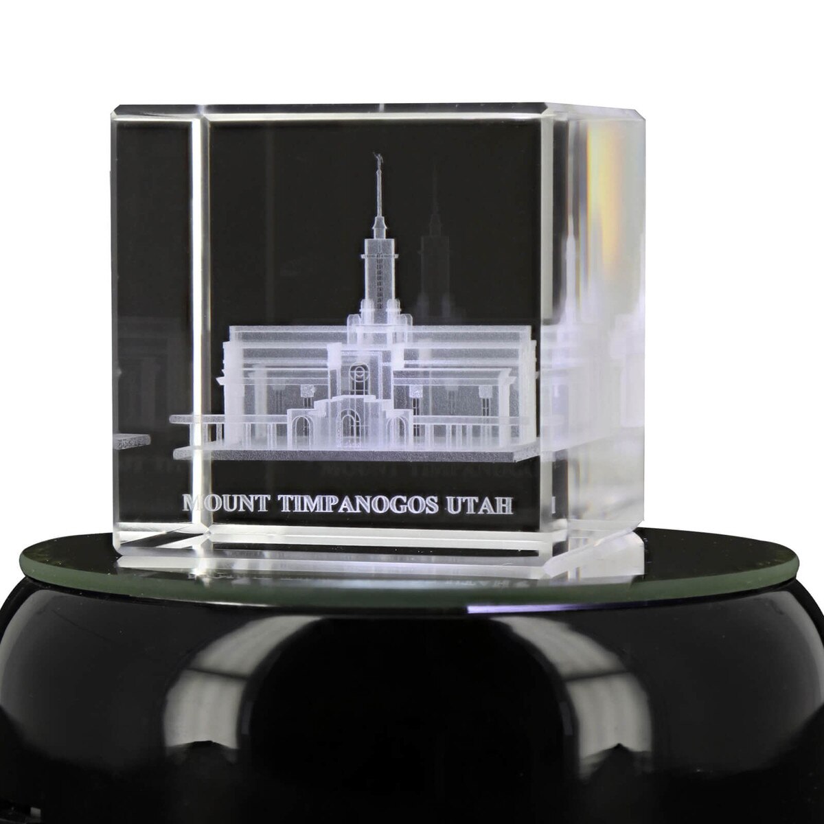 Mount Timpanogos Temple Laser Engraved Crystal Cube